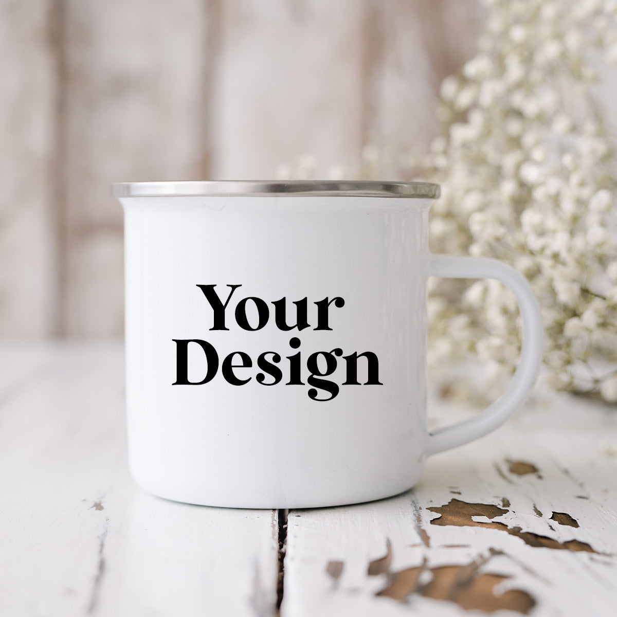 Custom Print Enamel Metal Mug – Stellar Gift Studio